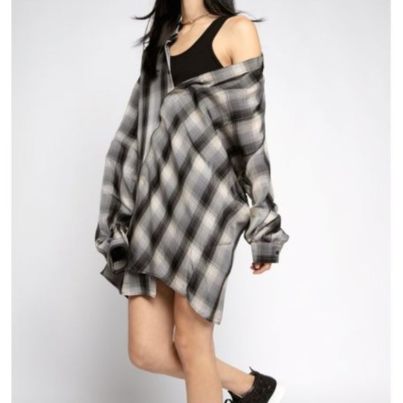 RtA | Dresses | Rta Vallery Shirt Dress In Grey Plaid Extra Small ...